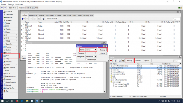 BACKUP / EXPORT / RESET urządzeń z systemem MikroTik